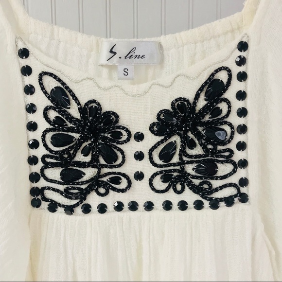 S.Line | Tops | Offwhite Layered Woven Top With Bead Embellishment ...